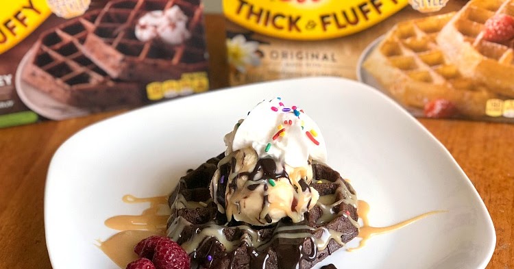 5 Little Monsters: Waffle Sundaes with Hot Fudge and Peanut Butter Sauce