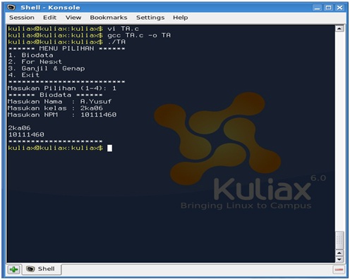 note's: Labsi Program Menu | Bahasa C(Linux /Kuliax)