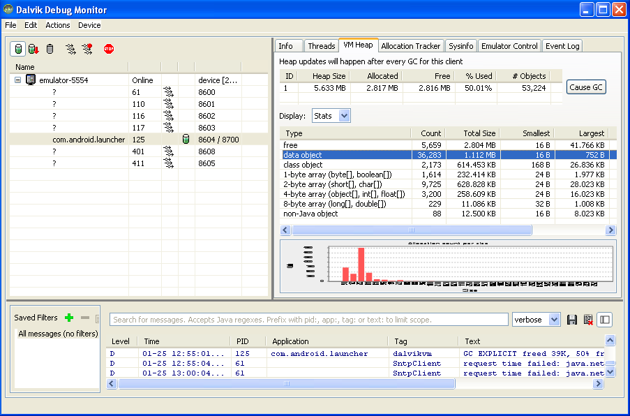 MobileApp Testing: Monitor performance using DDMS (Android)
