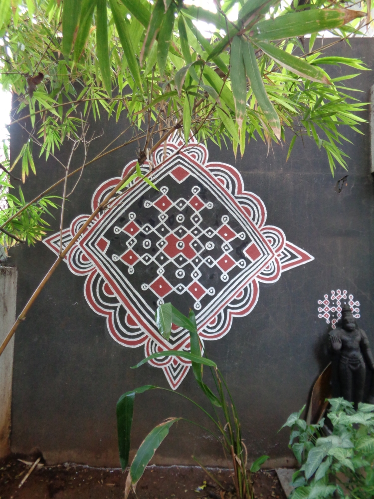 Riding a Rainbow: Kolam Wall Art- Vertical Rangoli.