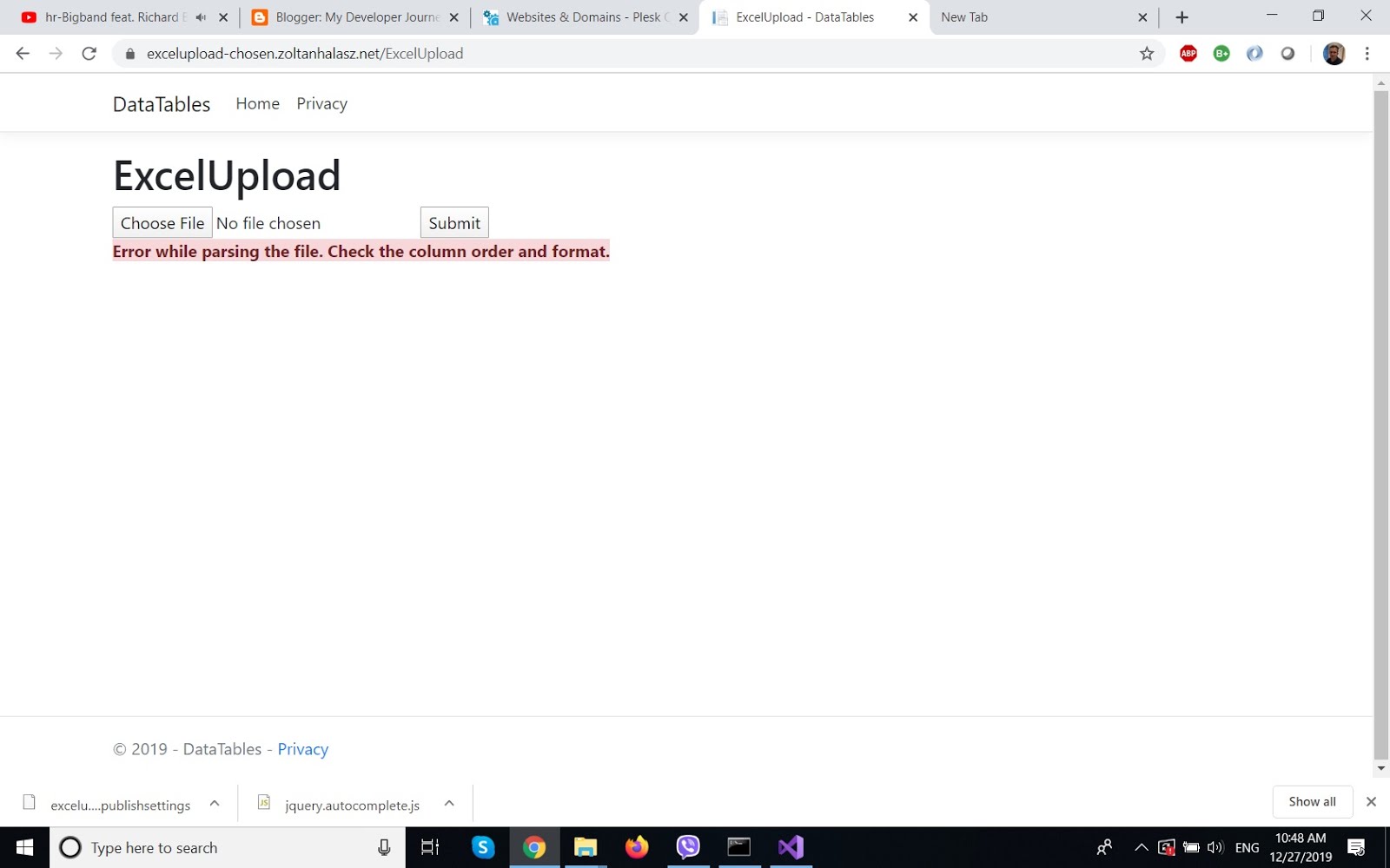 My Developer Journey Simple Excel Upload And Chosen Select Tutorial Using Aspnet Core Razor