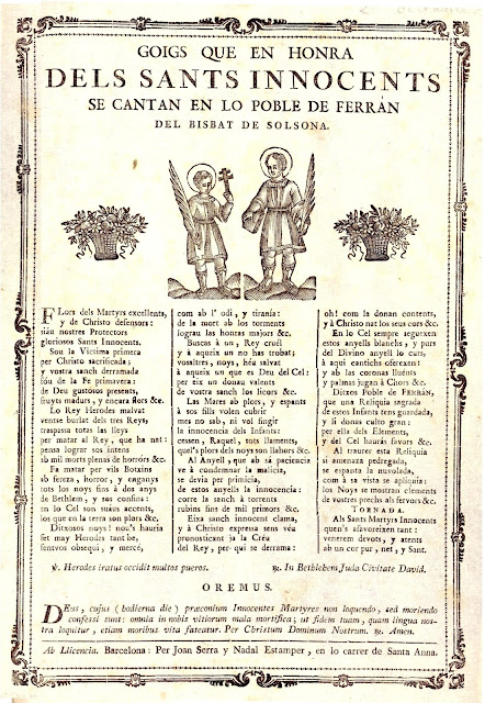 biblio goigs: Goigs dels Sants Innocents, la seva festa és el dia 28 de ...