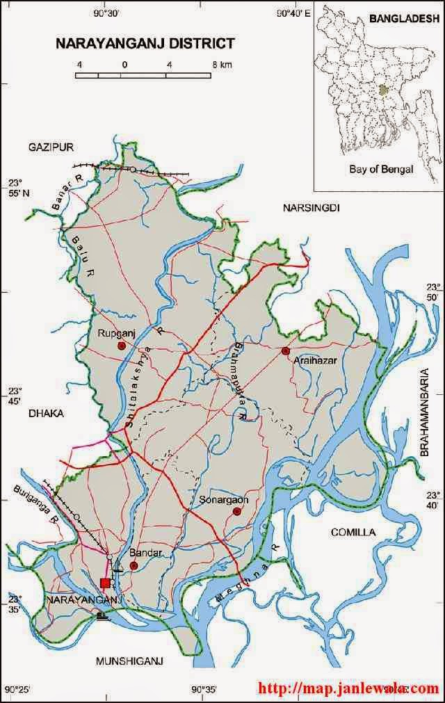 Narayanganj Zila Map, Dhaka Division, Bangladesh