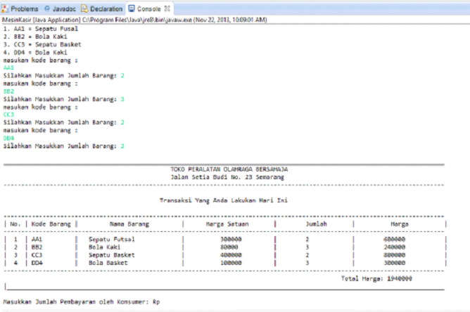 Kelompok 31 Teknologi Informatika TI UNDIP: Jurnal Modul 2 ( Program Kasir )
