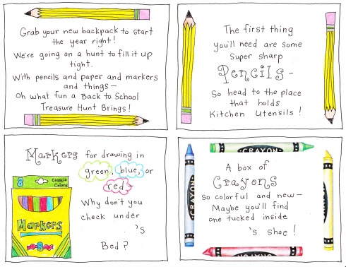 Freebie- Scavenger Hunt Clue Cards for Back To school