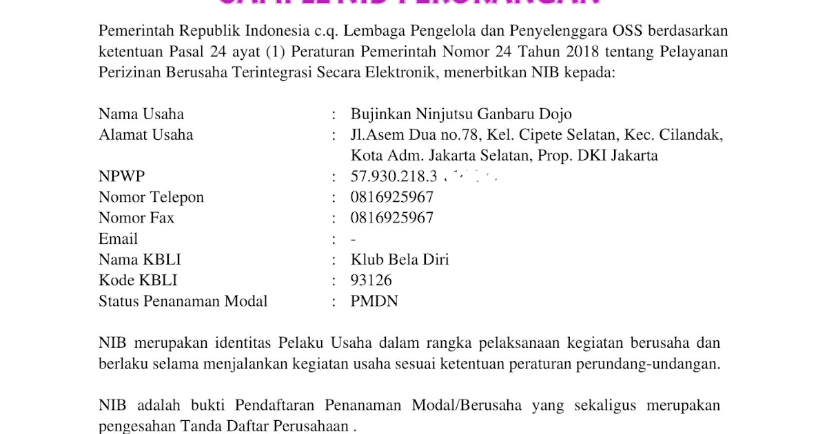 Nomor Induk Berusaha (NIB) Cara Buat API-U/P-SIUP-TDP-Nomor Akses ...