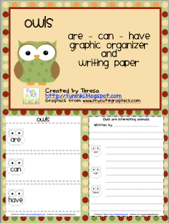 Classroom Freebies Too: Owls Writing Graphic Organizer