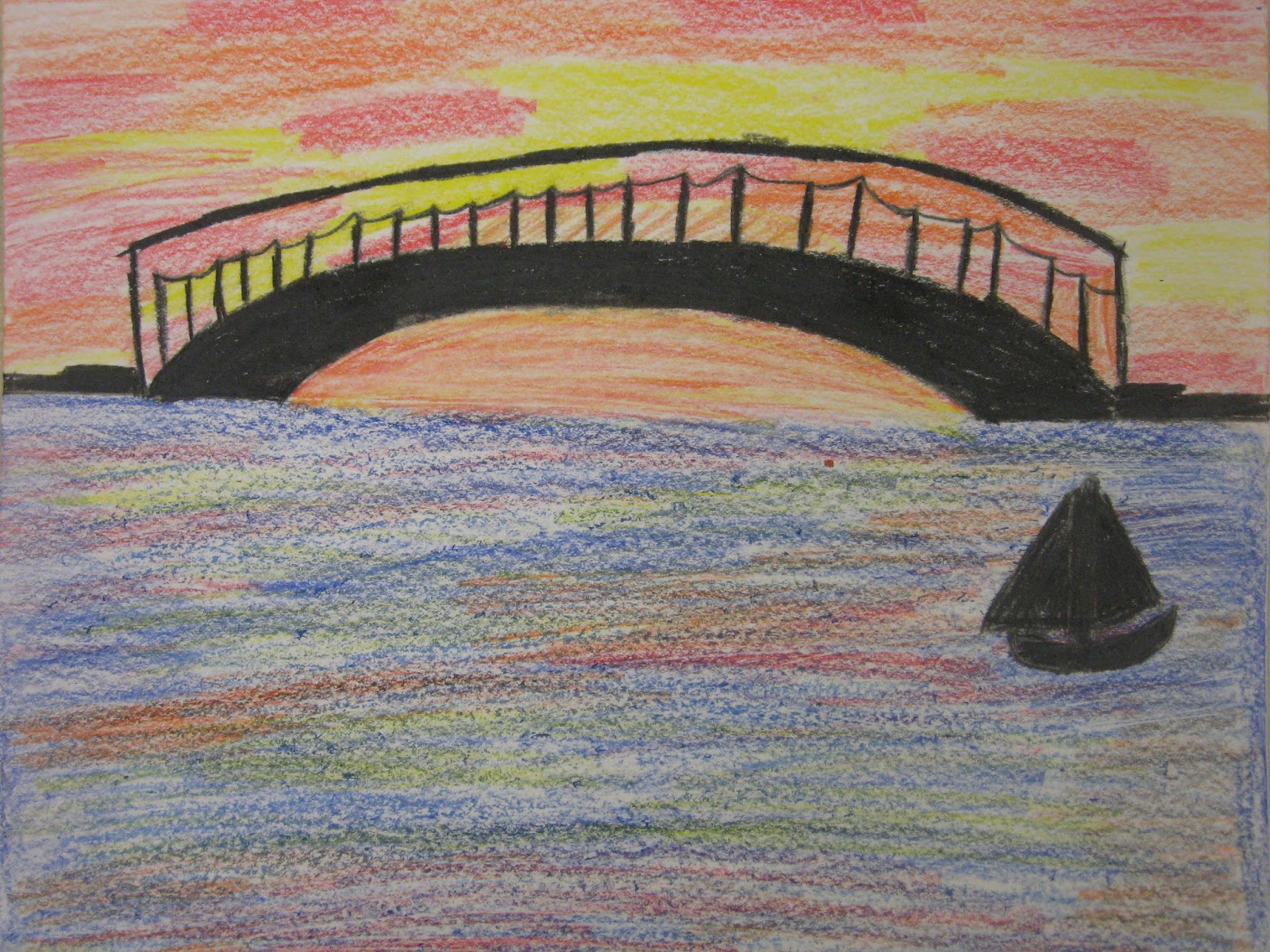 Miss Young's Art Room: 5th Grade Sunset By the Water Paintings