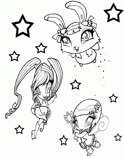 Winx Club Amigas Colorear: Colorea a Milly, a Chatta y a Amore