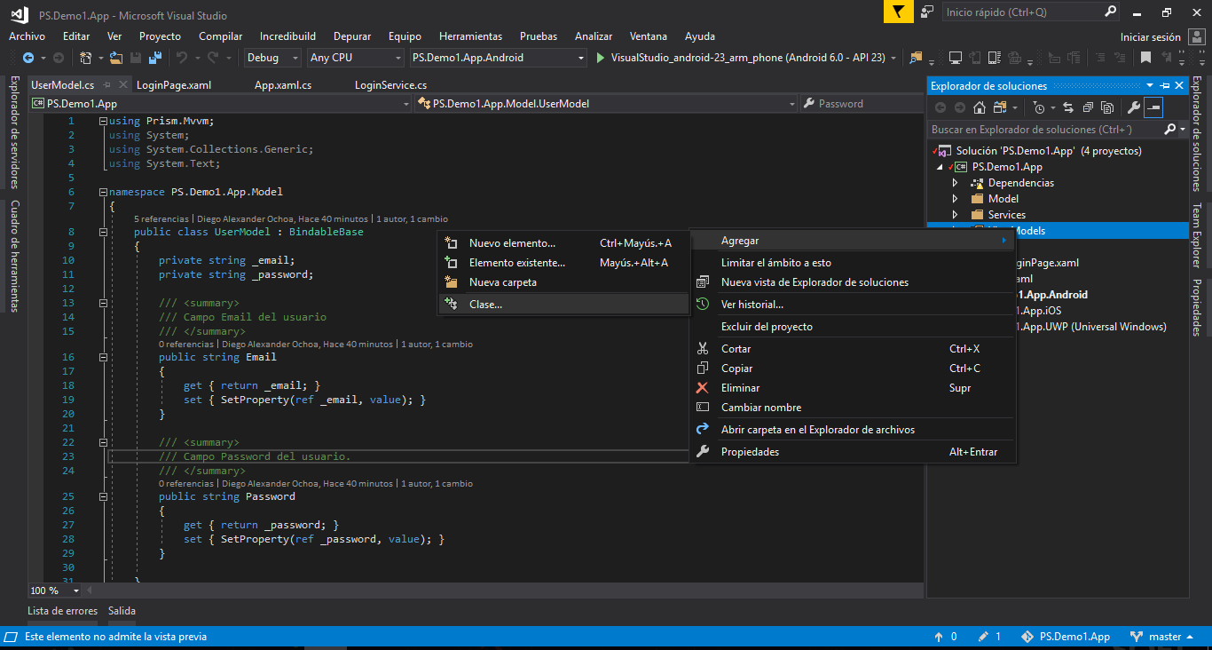 Primera Pantalla con Xamarin Forms + Prism