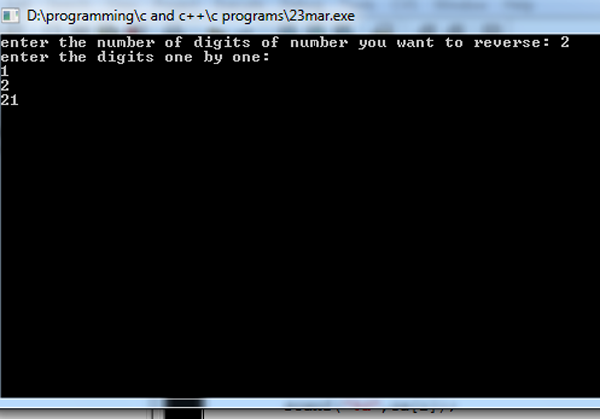 C Program 2: To Reverse A Number Using An Array ~ 100 C Programs