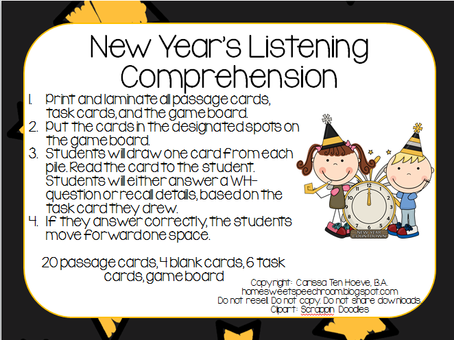 New Year's Listening Comprehension *Freebie*