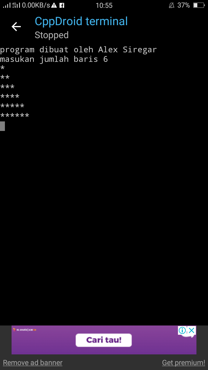 Membuat Segitiga Bintang dengan C++ di Android - Kebagian.com Membuat Segitiga Bintang dengan C++ di Android - Kebagian.com