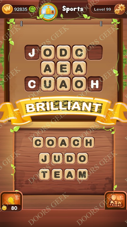 Word Bright Level 99 Answers ~ Doors Geek