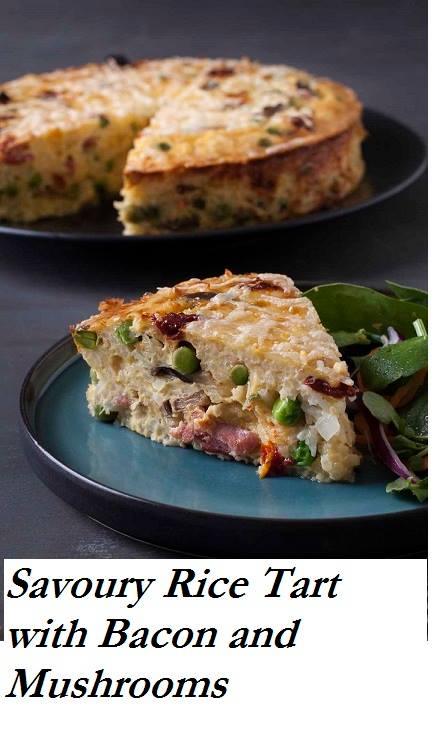 In en om die huis: Savoury Rice Tart with Bacon and Mushrooms