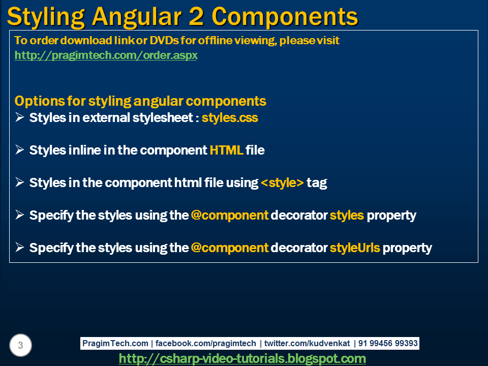 Sql Server Net And C Video Tutorial Styling Angular 2 Components