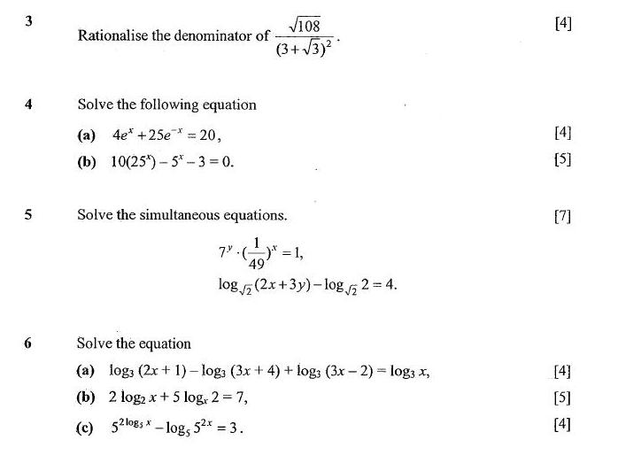 O Level A Maths Logs and Surds