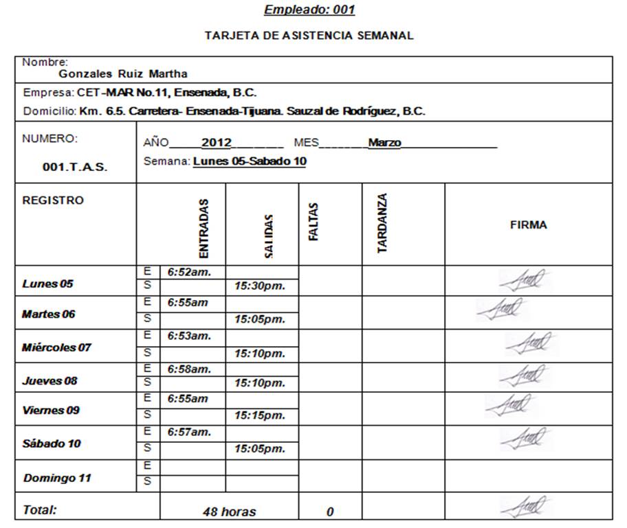 GUIA DIDACTICA DOCUMENTACION ADMINISTRATIVA 2do. A: Tarjeta Asistencia ...