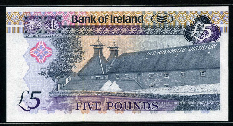 British notes Northern Ireland banknotes 5 Irish Pounds sterling ...