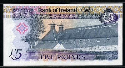 British notes Northern Ireland banknotes 5 Irish Pounds sterling ...