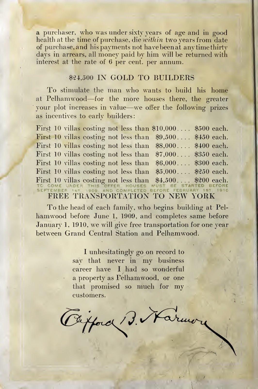 Historic Pelham: Unusual 1909 Advertising Pamphlet for Pelhamwood