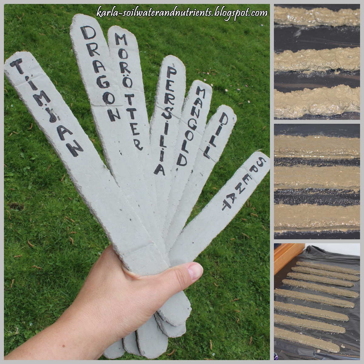 KARLA-soil, water and nutrients: Betong skyltar för trädgården