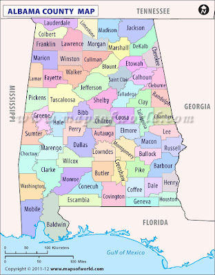 Alabama County Map City | County Map Regional City