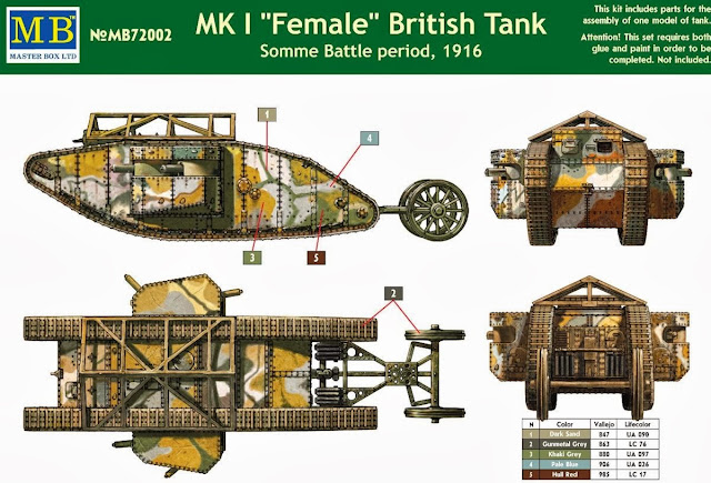 MK I Female British Tank 1916 1/72 Master box