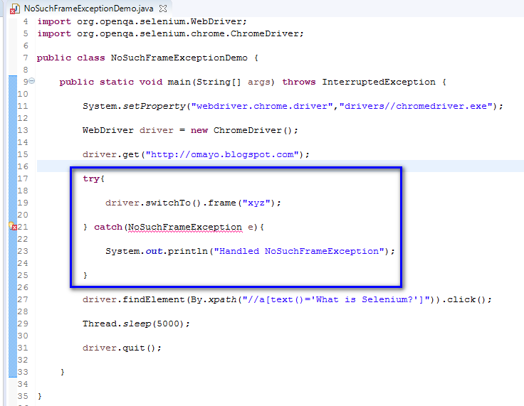 Selenium-By-Arun: NoSuchFrameException WebDriver Exception