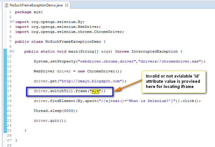 Selenium By Arun Nosuchframeexception Webdriver Exception