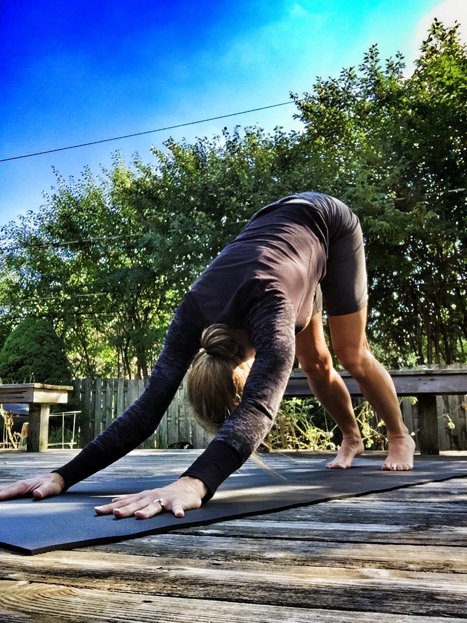 Downward dog. It's not pretty, but it's effective.