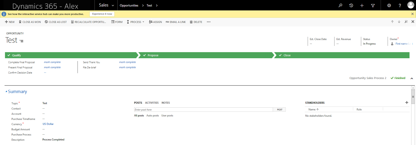 Dynamics 365 - CRM: Dynamics 365 - Workflow within a Business Process Flow
