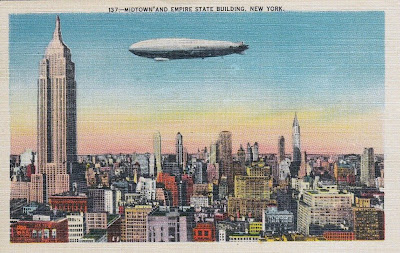 transpress nz: blimp over New York City, circa 1940