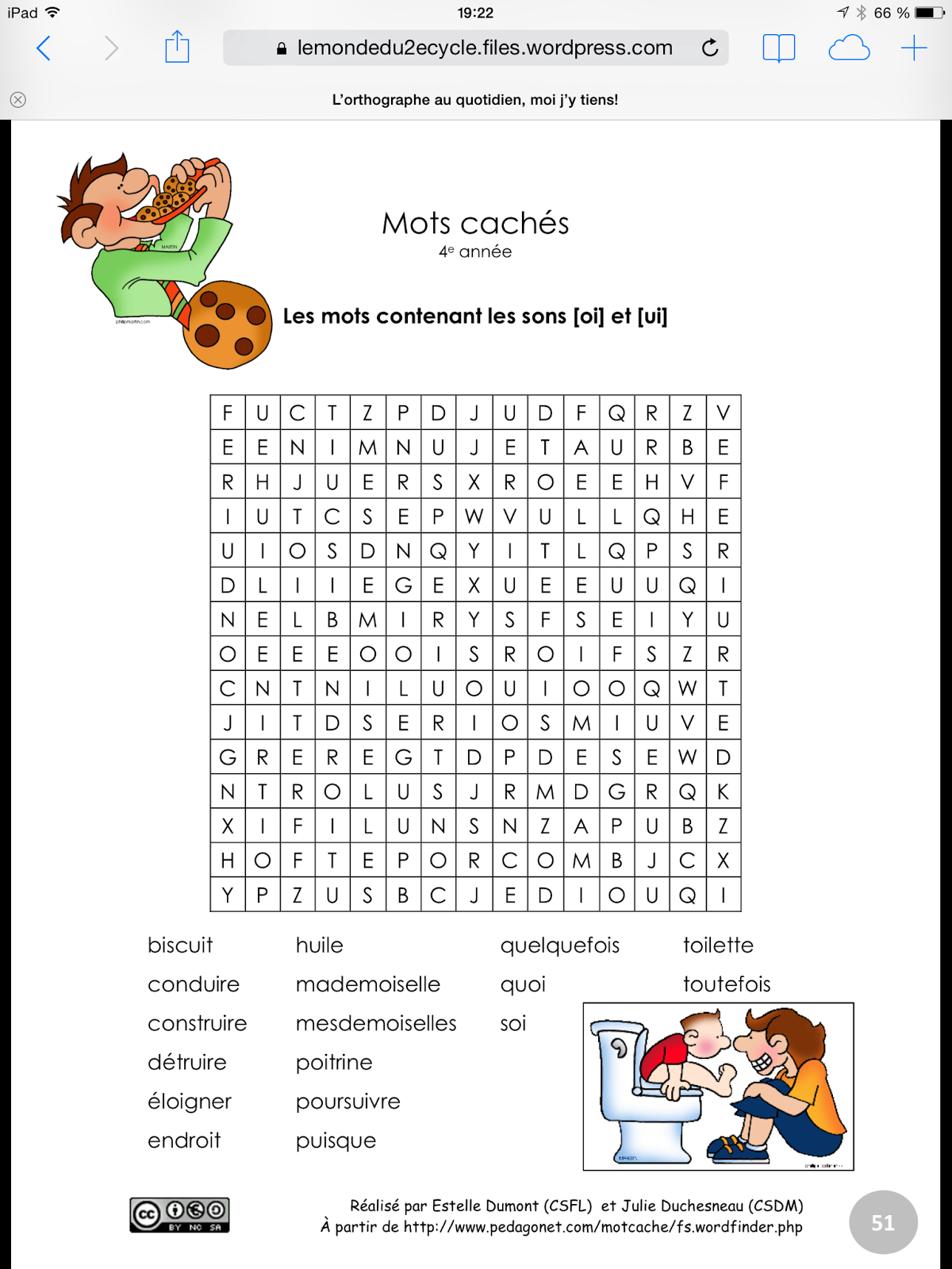 Bienvenue en 4e année: mots cachés