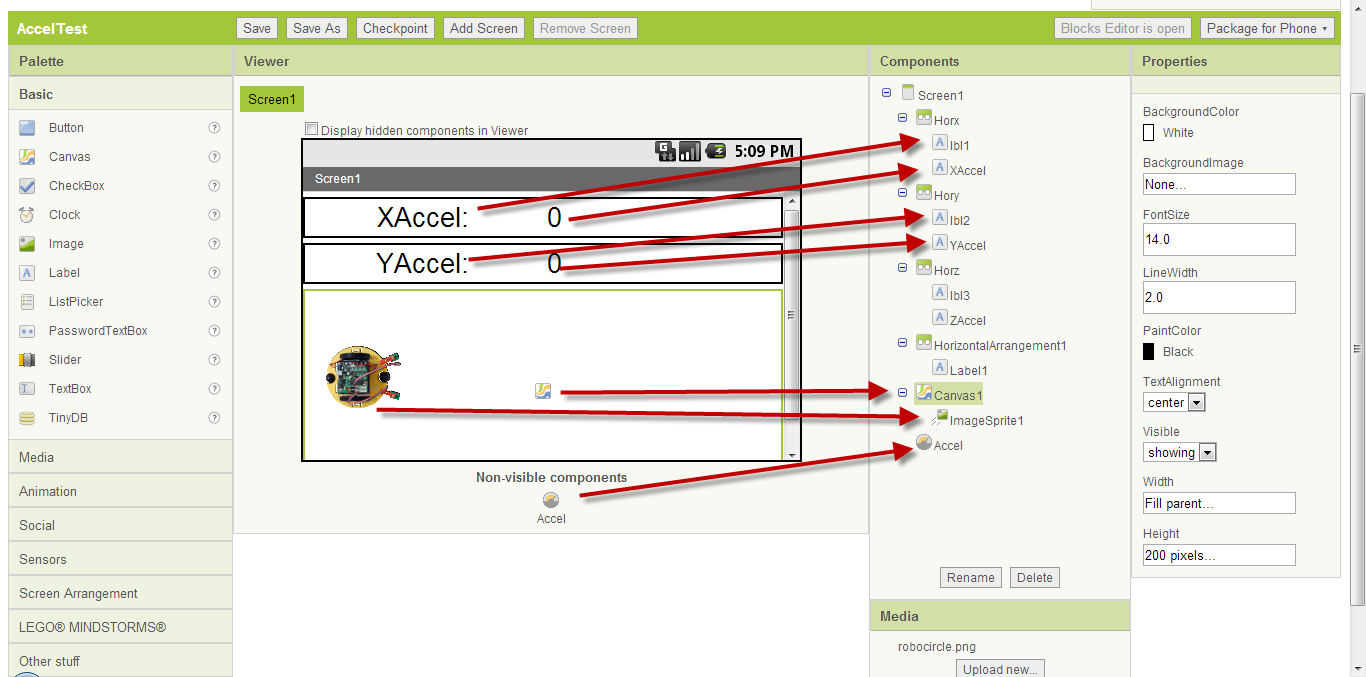 App Inventor: accelerometer sensor ตอนที่ 1