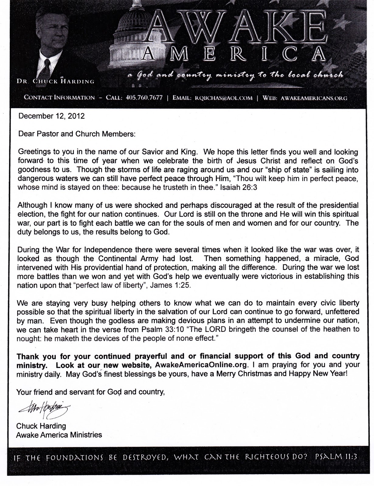 Dr. Chuck Harding ~ Awake America Ministries