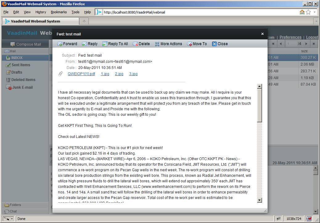 JAVA/J2EE Projects: VaadinMail Webmail System