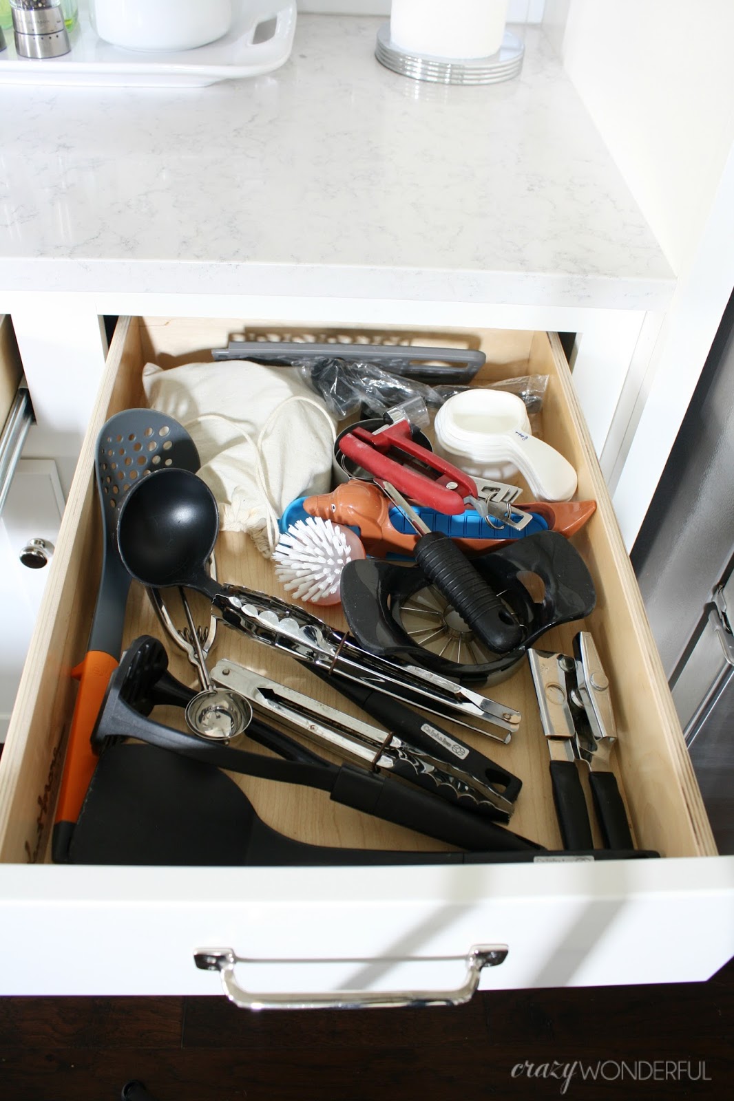 DIY custom kitchen drawer organizers - Crazy Wonderful