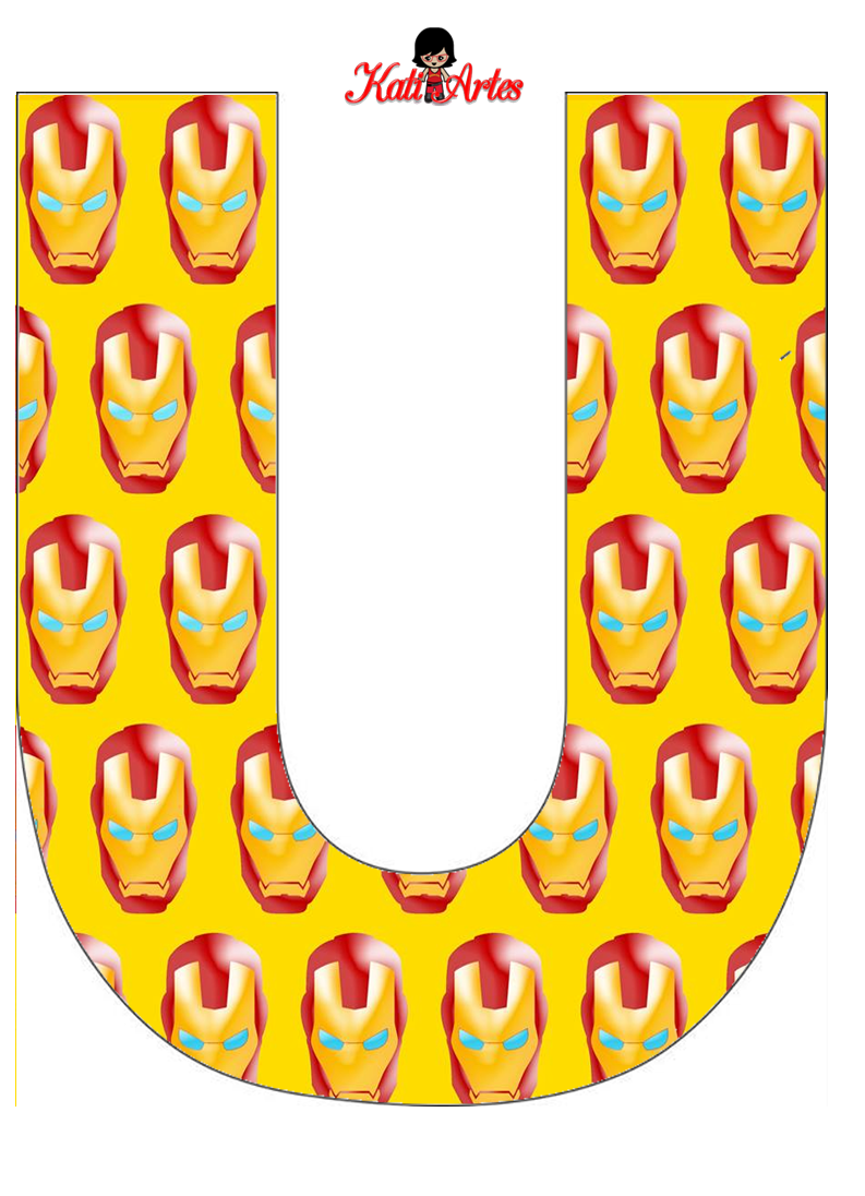 Alfabeto de Iron Man en Fondo Amarillo. - Oh my Alfabetos!