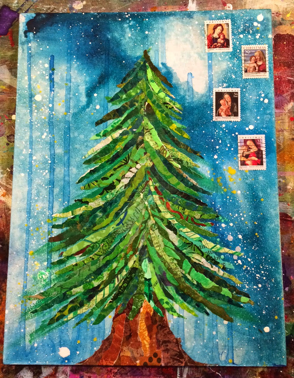 I painted a quick guideline for my paper collage to help me gauge the ...