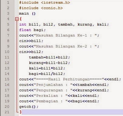 Program Perhitungan dengan bahasa C++: Perhitungan Sederhana pada ...