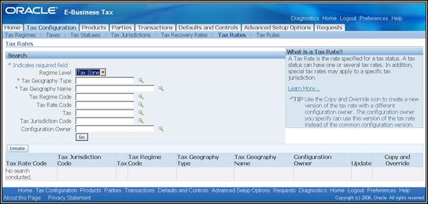 Oracle Applications: eBTax - Oracle eBusiness Tax Configurations