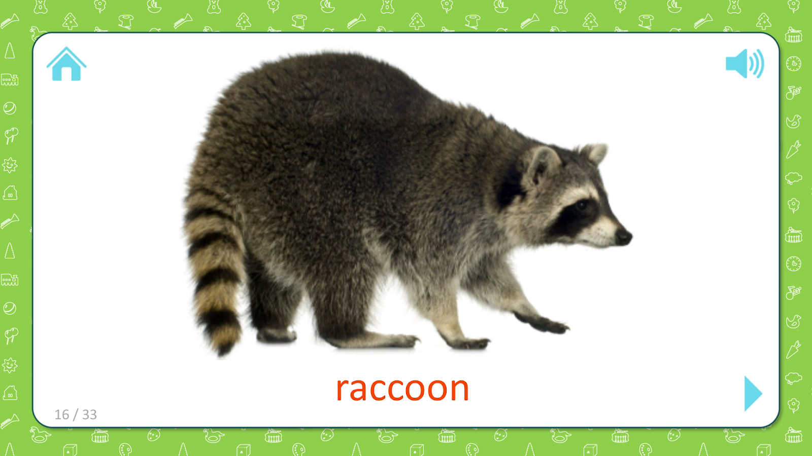 FlashCards For Kids: Raccoon - Wild Animals - Flashcards for Kids