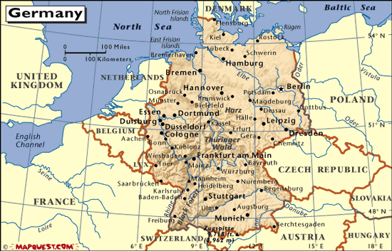 Gjermania - harta gjeografike e Gjermanisë - Shqipëria Express