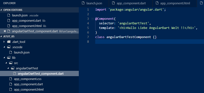 AngularDart Part 4 erste Schritte