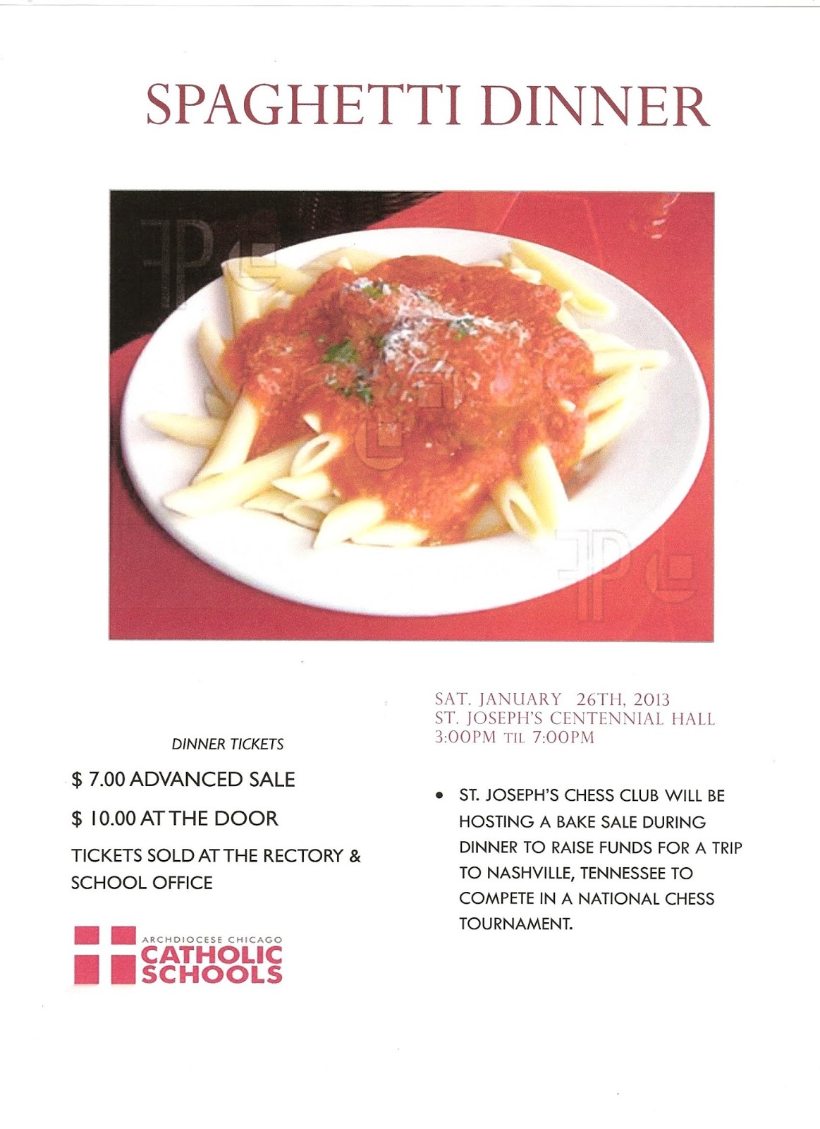 Southwest Chicago Post: Spaghetti Dinner This Saturday at St. Joe's