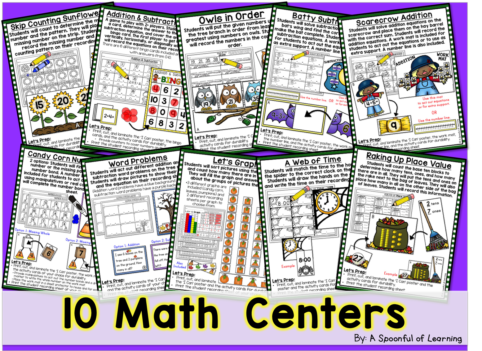 October Centers - First Grade - A Spoonful of Learning
