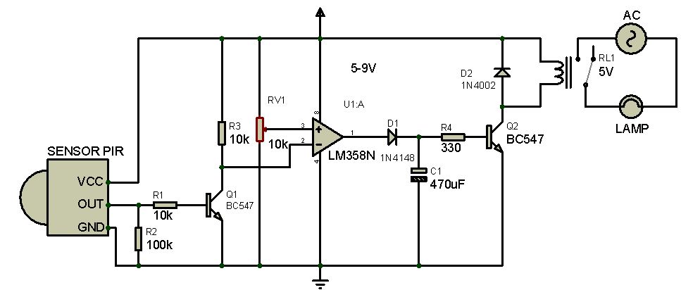 RANGKAIAN SENSOR GERAK MENGGUNAKAN PIR DAN IC LM358 - Dijital ...