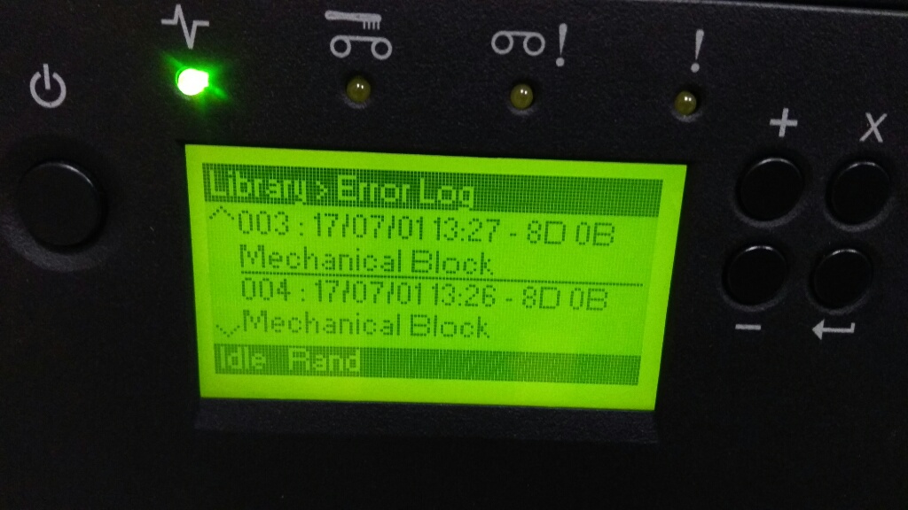 Chandler: IBM TS3100 Tape library error message (磁帶櫃錯誤訊息)