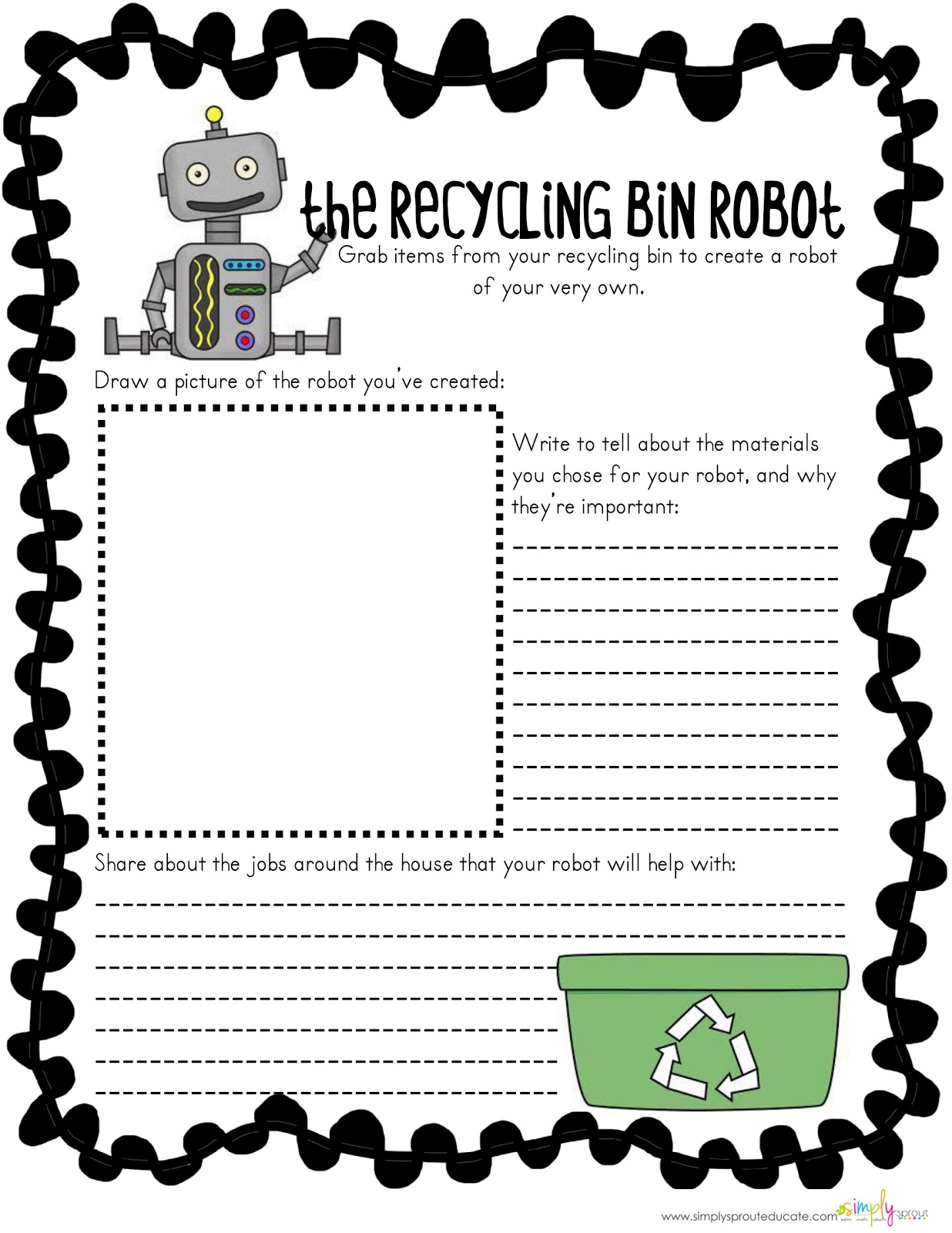 Recycling Bin Robot - Simply Sprout